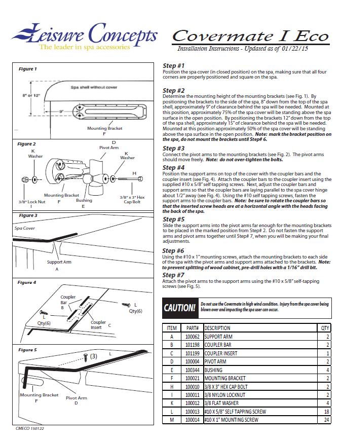 Covermate 1 Eco Instructions